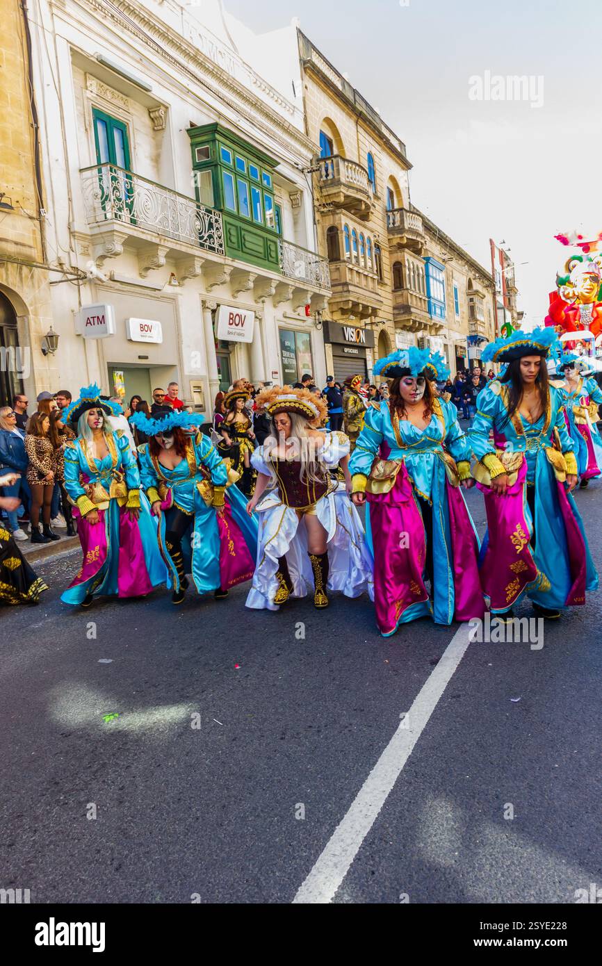 Hamrun, Malta - February 23rd, 2025 - Colorful Street Parade with ...