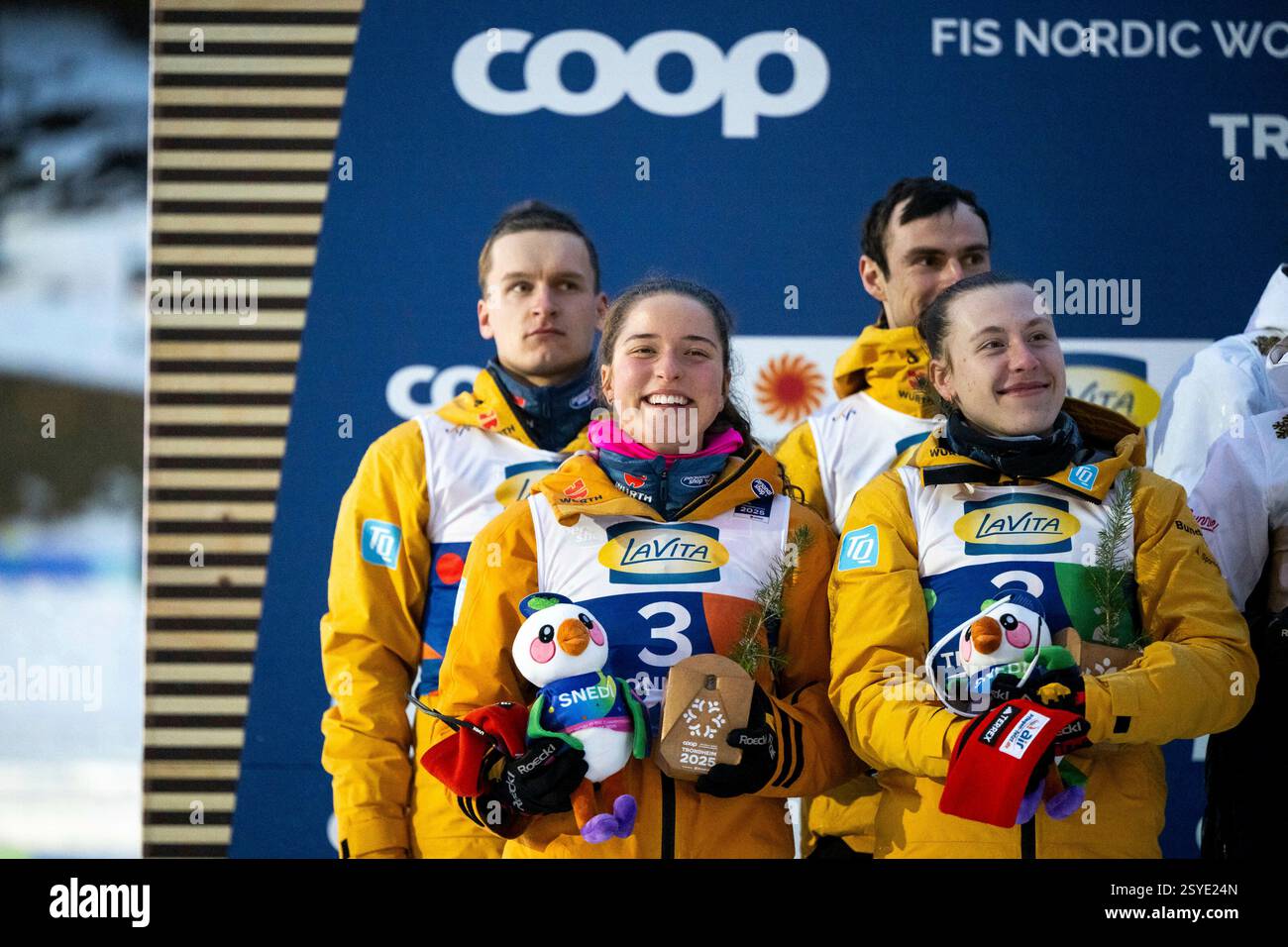 Trondheim, Norwegen. 28th Feb, 2025. ARMBRUSTER Nathalie, NOWAK Jenny, SCHMID Julian, GEIGER ...