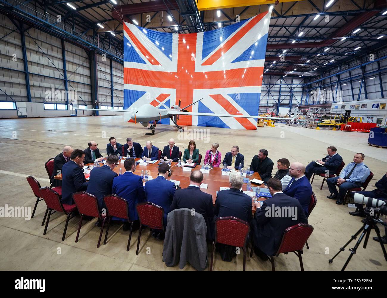 Britain's Chancellor of the Exchequer Rachel Reeves, center facing ...