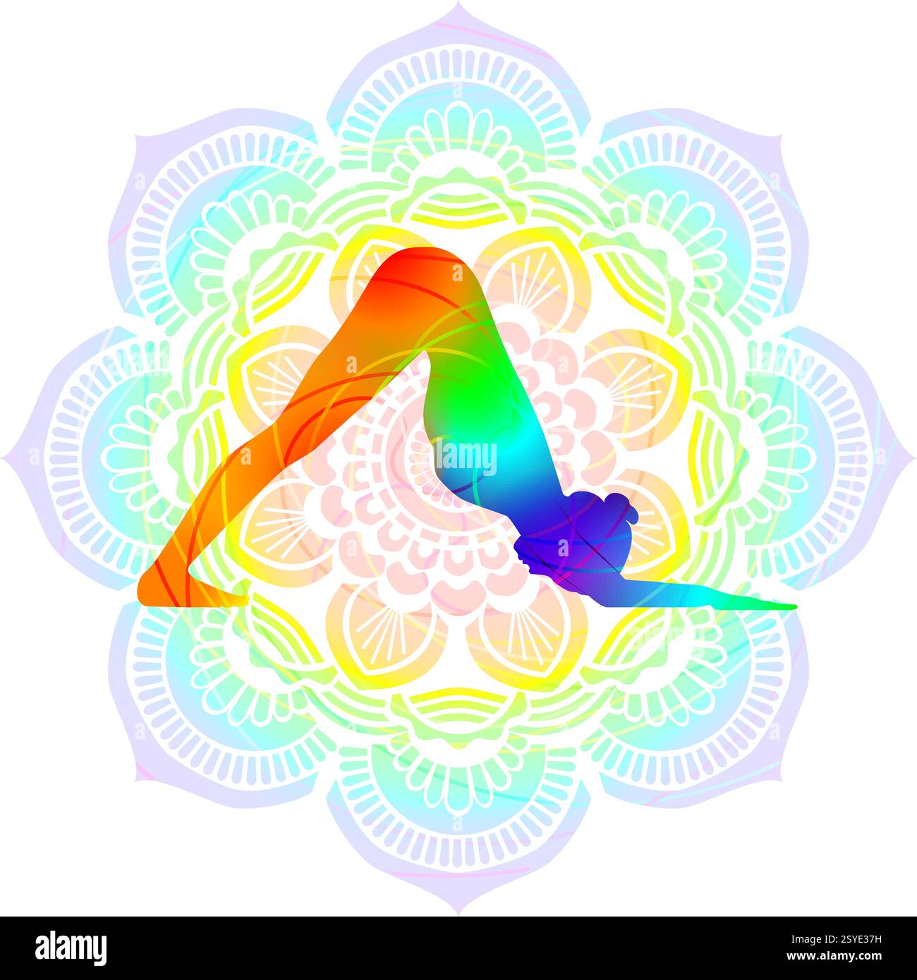 Colorful silhouette of woman practicing Ardha Pincha Mayurasana yoga ...