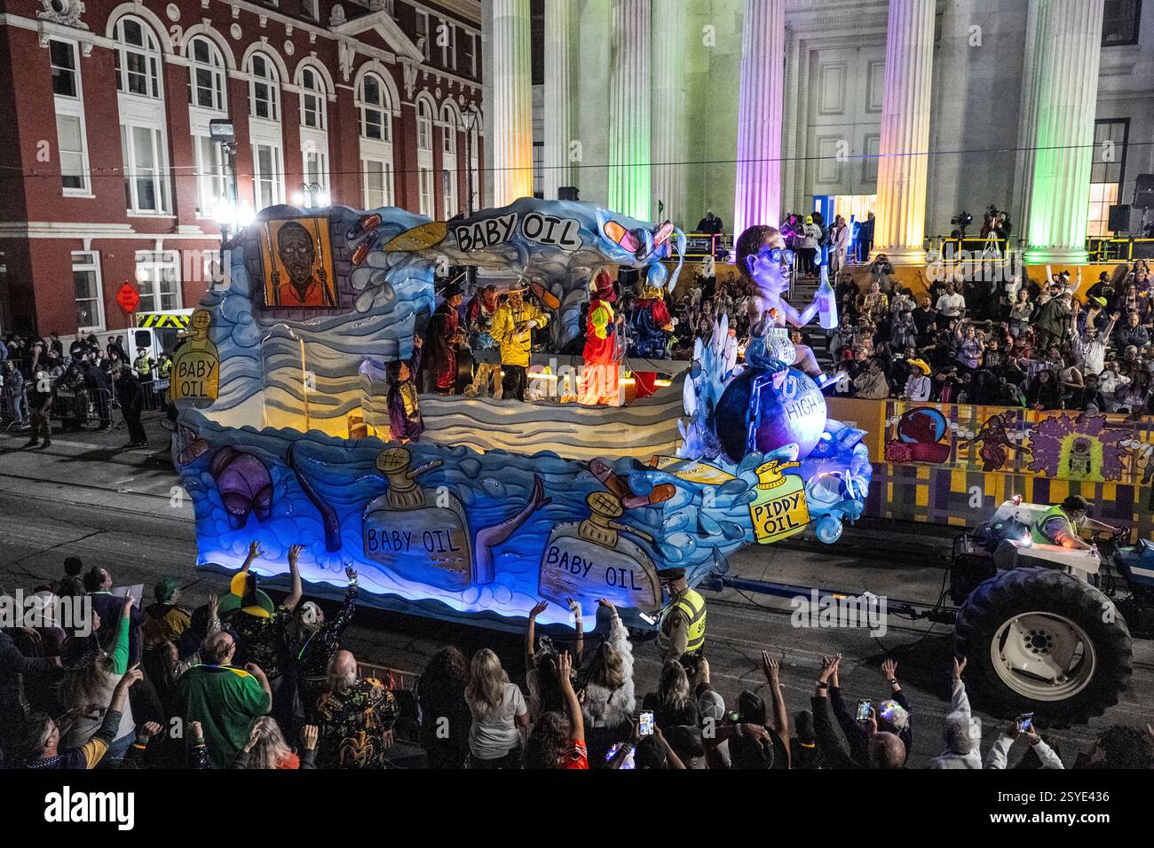 Paradegoers are seen during the Knights of Chaos Mardi Gras Parade in ...