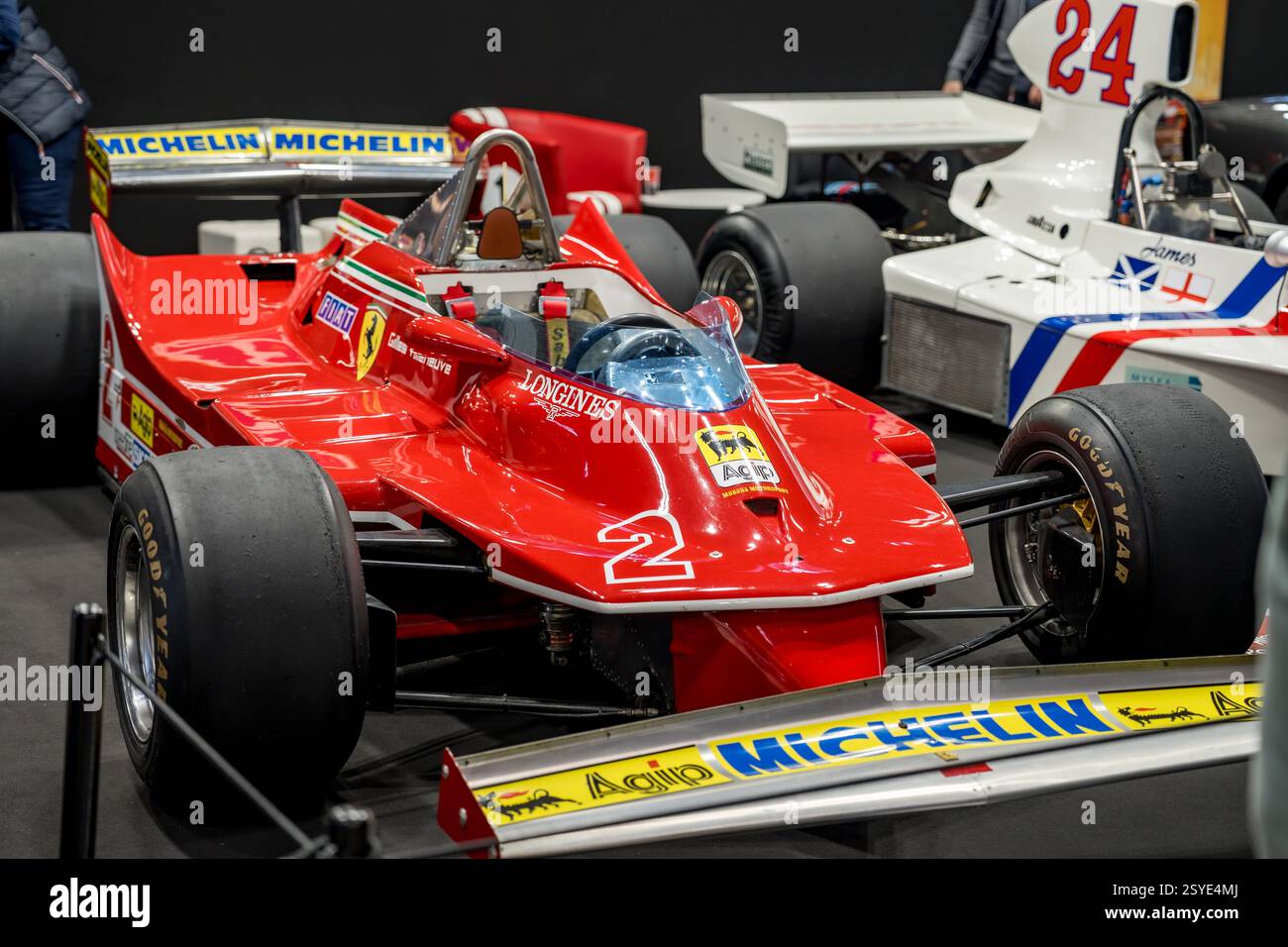 Iconic vintage racing car on display at an automotive exhibition ...