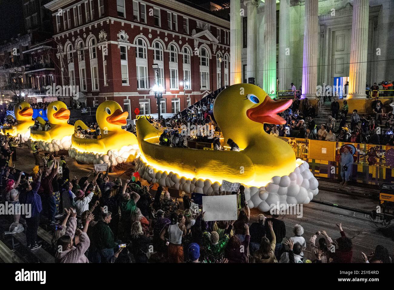 Paradegoers are seen during the Muses Mardi Gras Parade in Uptown New ...