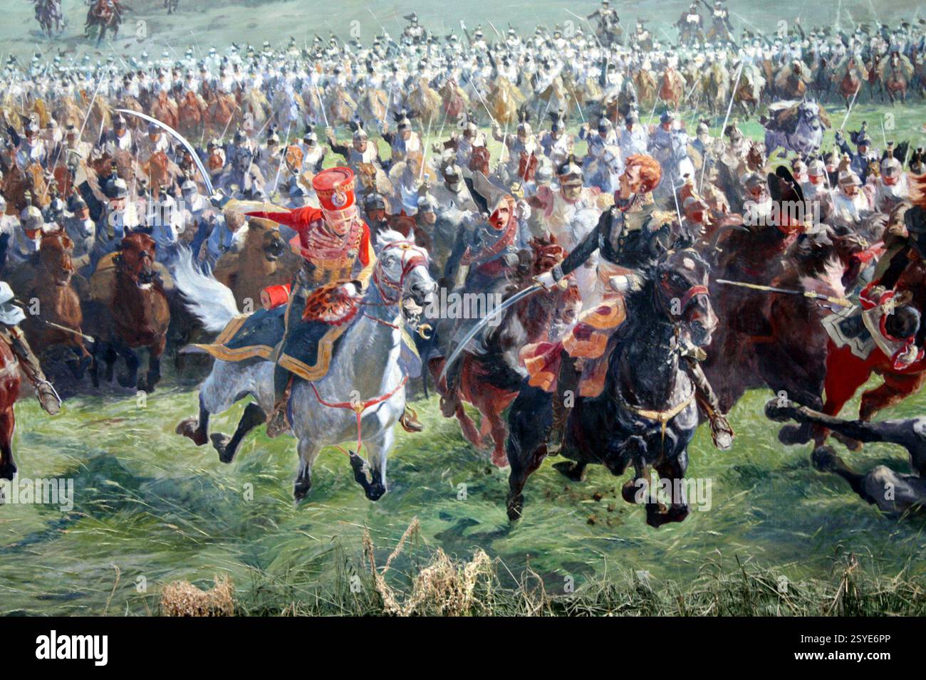French Marshal Ney leading the cavalry charge at Waterloo, from Louis ...