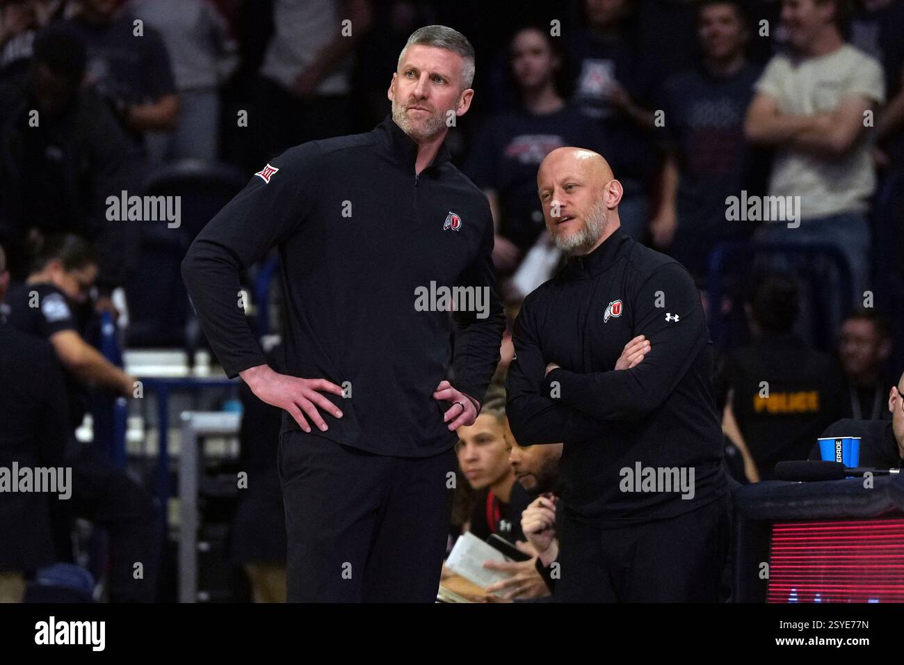 Utah head coach Josh Eilert and Justin Johnson during the first half of ...