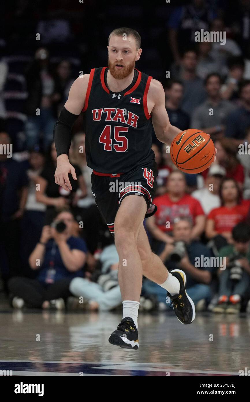 Utah guard Mason Madsen (45) during the first half of an NCAA college ...