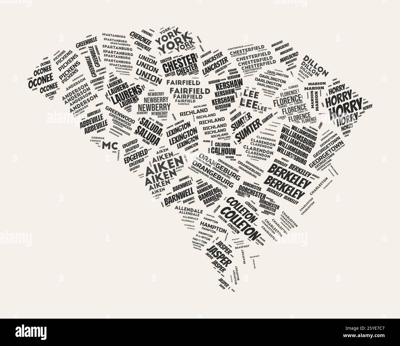 South Carolina word cloud. State with counties division. South Carolina ...