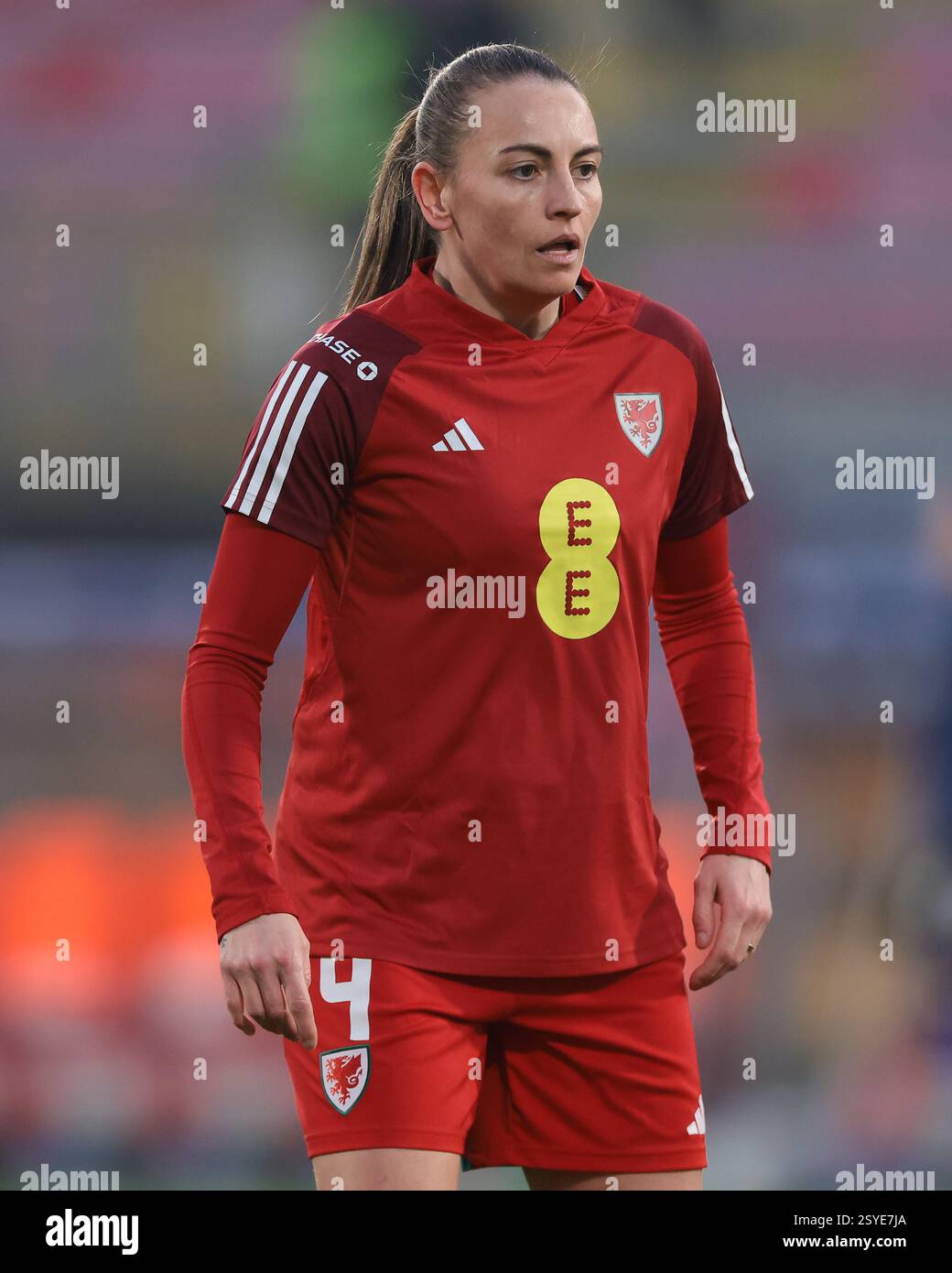 Monza, Italy. 21st Feb, 2025. Kayleigh Barton of Wales during the UEFA ...
