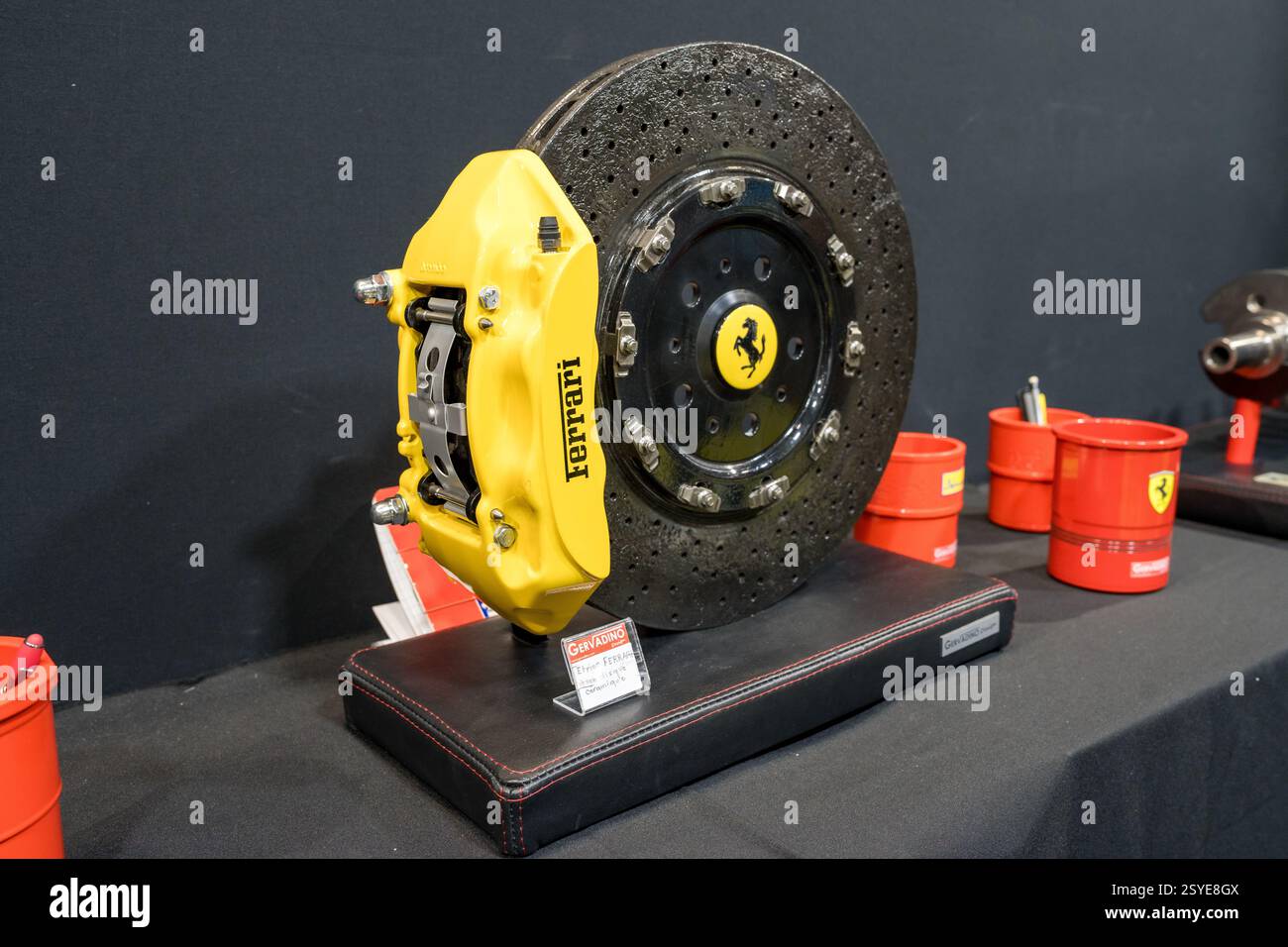 Unique display of a high-performance brake caliper and rotor at an ...