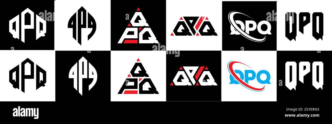 QPQ letter logo design in six style. QPQ polygon, circle, triangle, hexagon, flat and simple ...