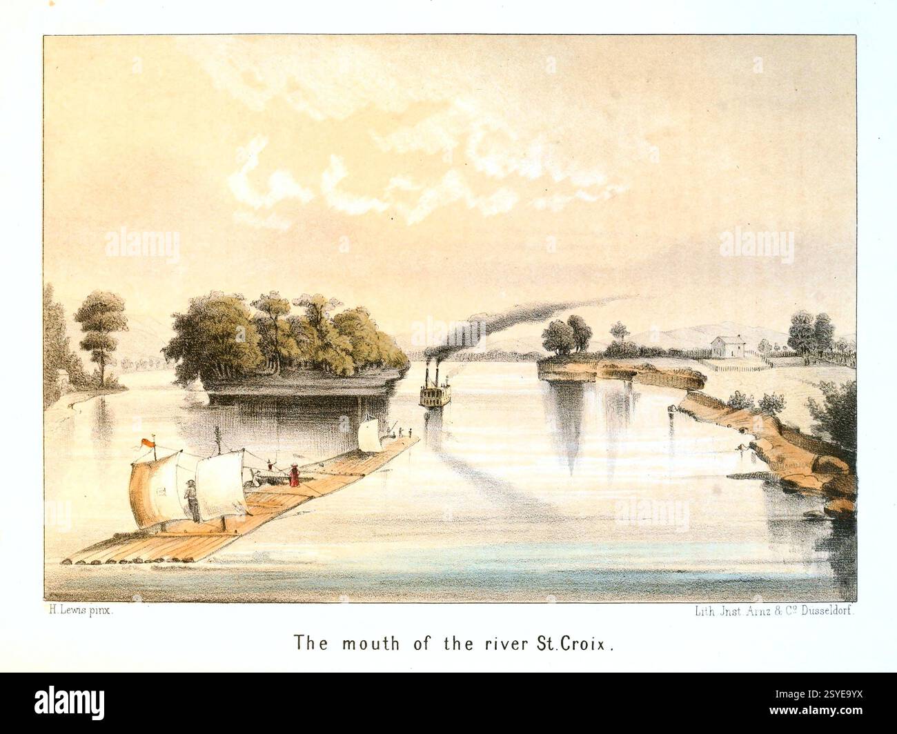 The mouth of the river St. Croix, on the Mississippi river. Vintage ...