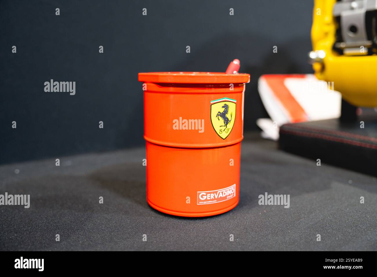Red barrel container designed for Ferrari enthusiasts showcasing a ...