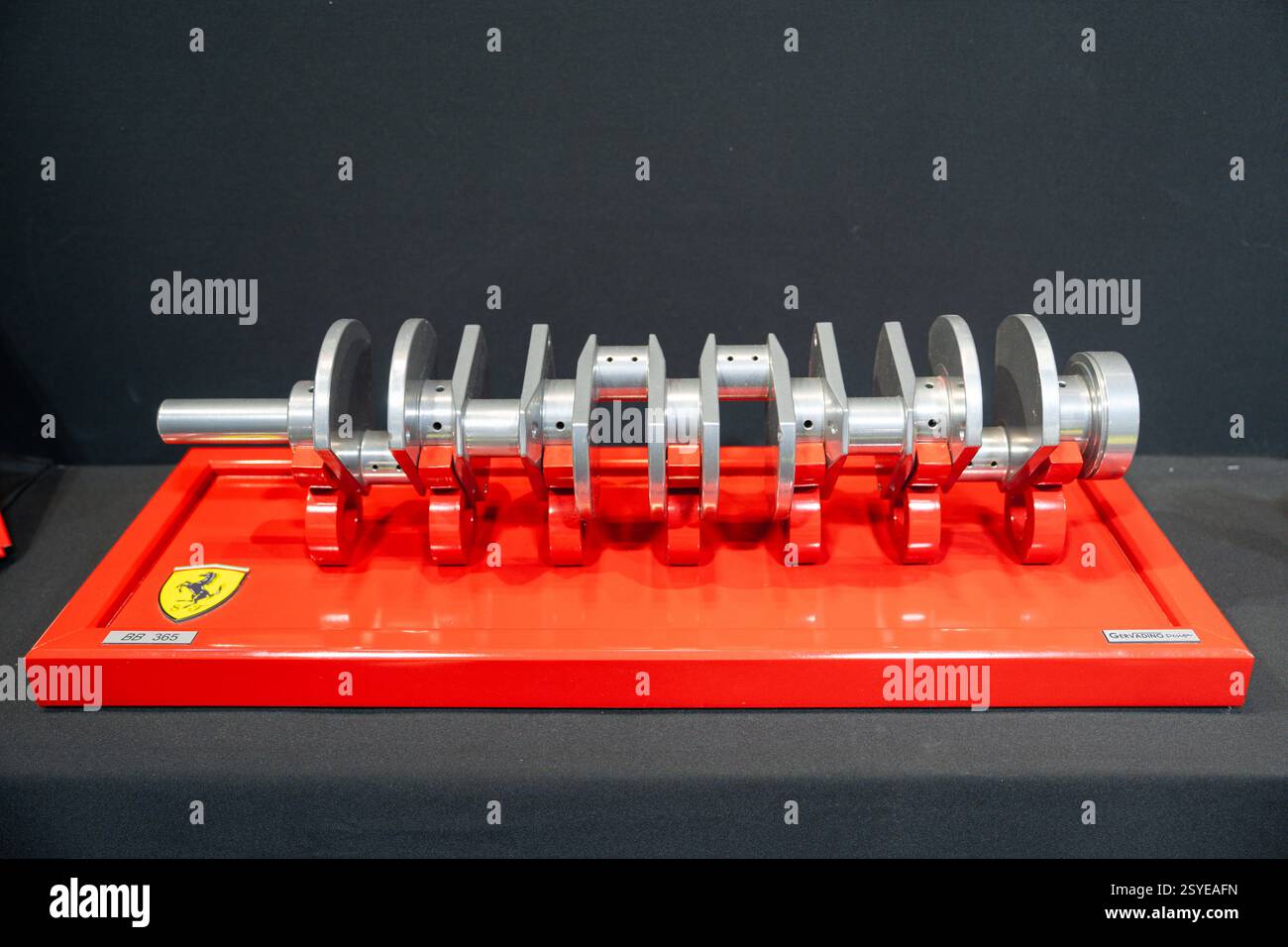 Precision engineering showcased in a striking red display of an elegant ...