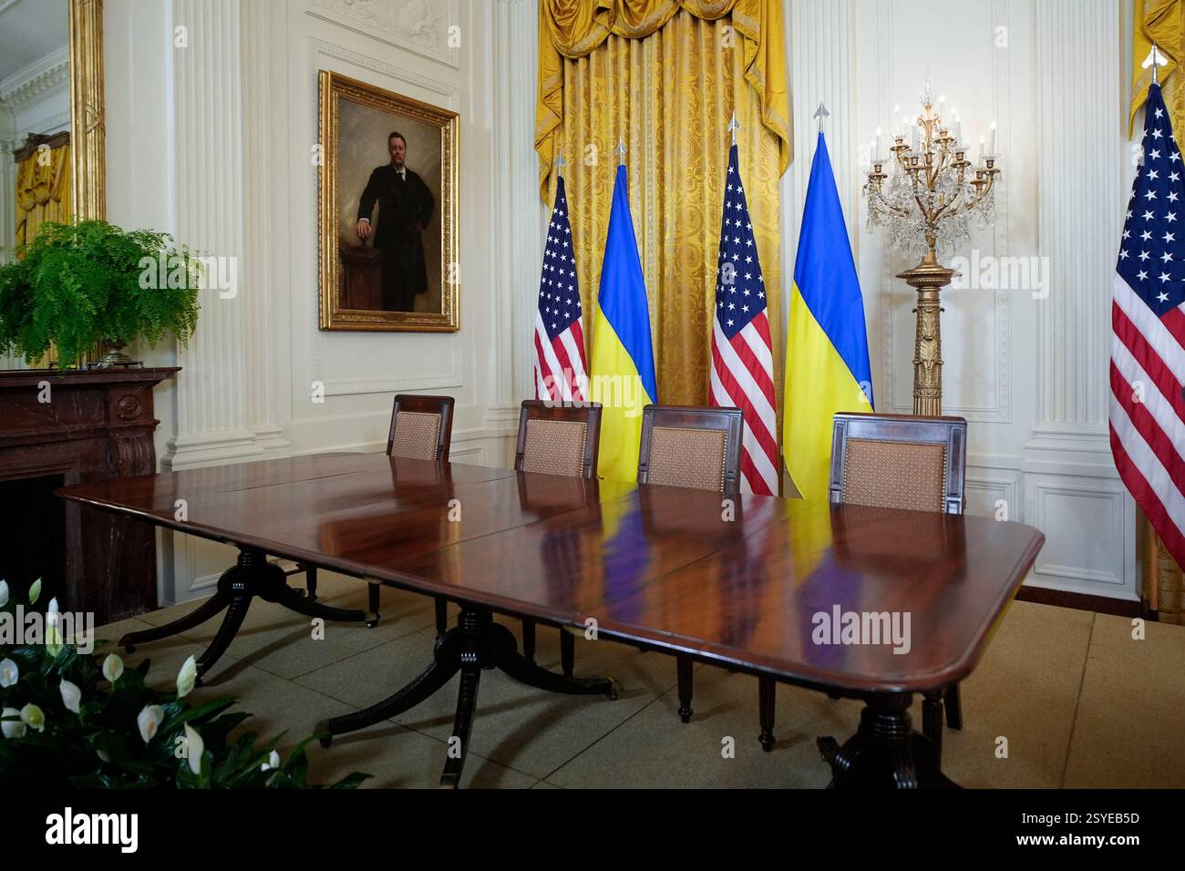 Washington, United States. 28th Feb, 2025. The East Room is seen after ...