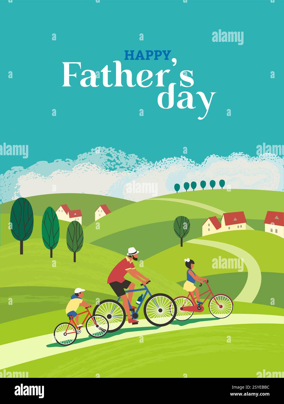 Happy Fathers Day family fun activity vector poster. Dad and kids ...