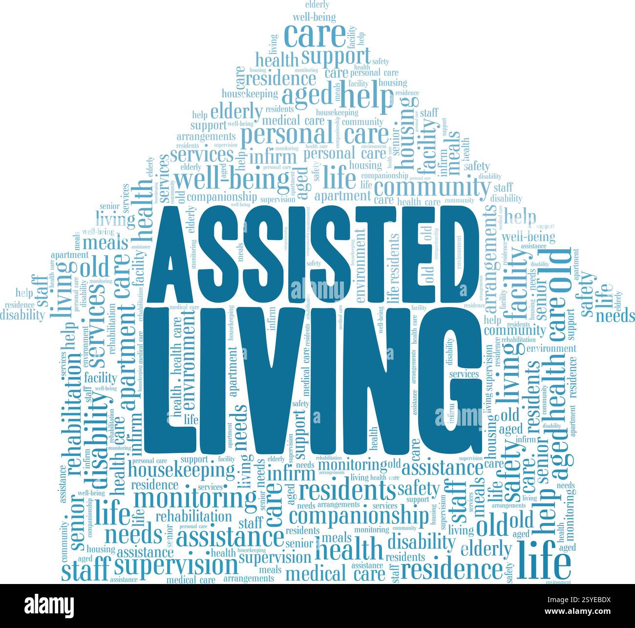 Assisted Living vector illustration word cloud isolated on a white ...