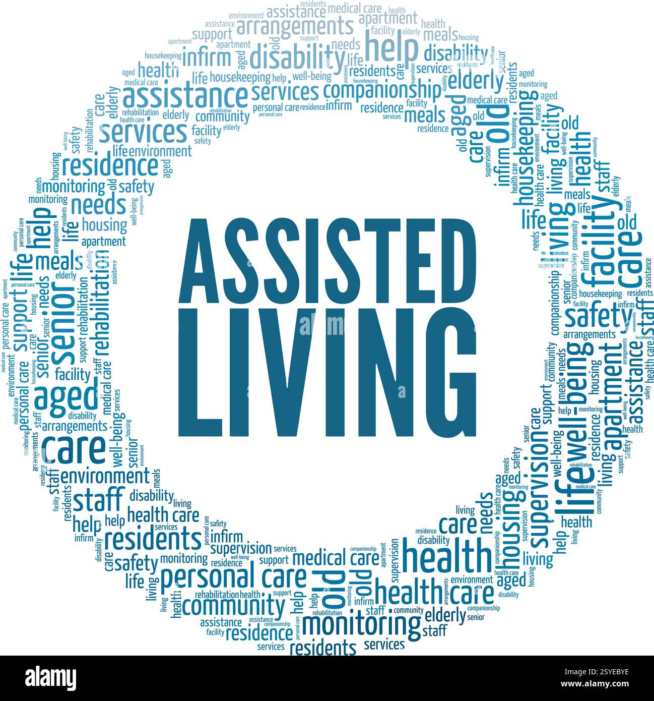 Assisted Living vector illustration word cloud isolated on a white ...