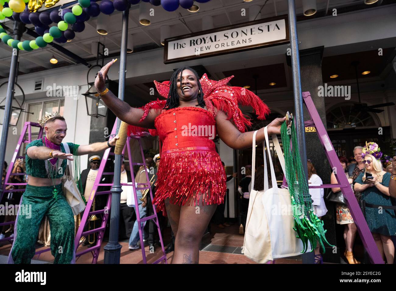 Buku Triece is seen during the 55th Annual Greasing of the Poles at The ...