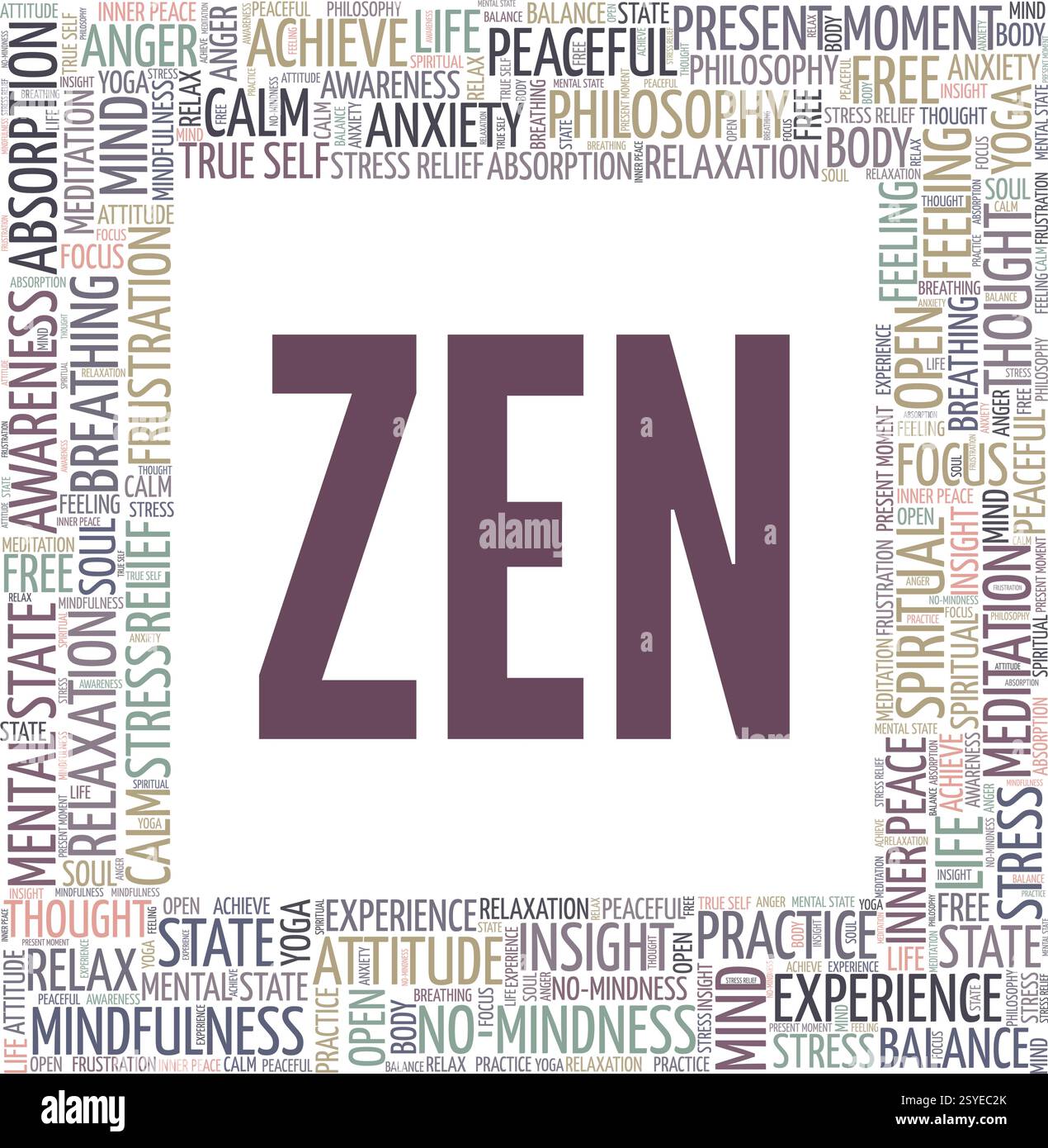 Zen vector illustration word cloud isolated on a white background Stock Vector Image & Art - Alamy