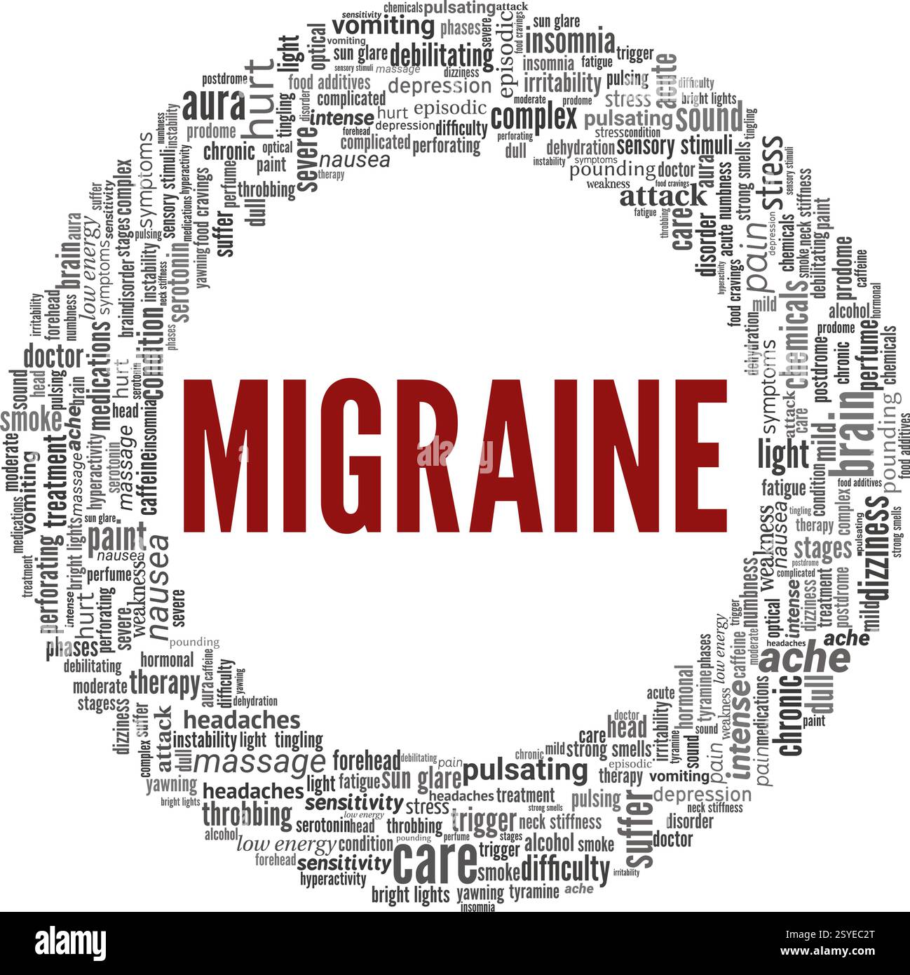 Migraine vector illustration word cloud isolated on a white background ...