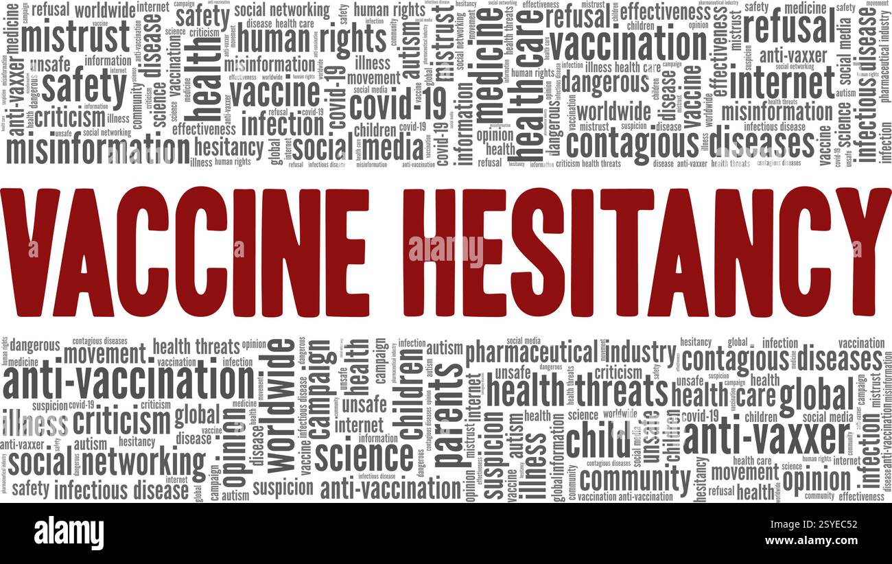 Vaccine Hesitancy vector illustration word cloud isolated on a white ...