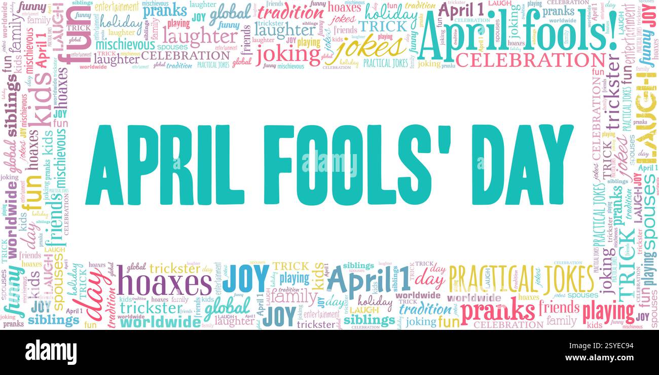 April Fools' Day vector illustration word cloud isolated on a white ...