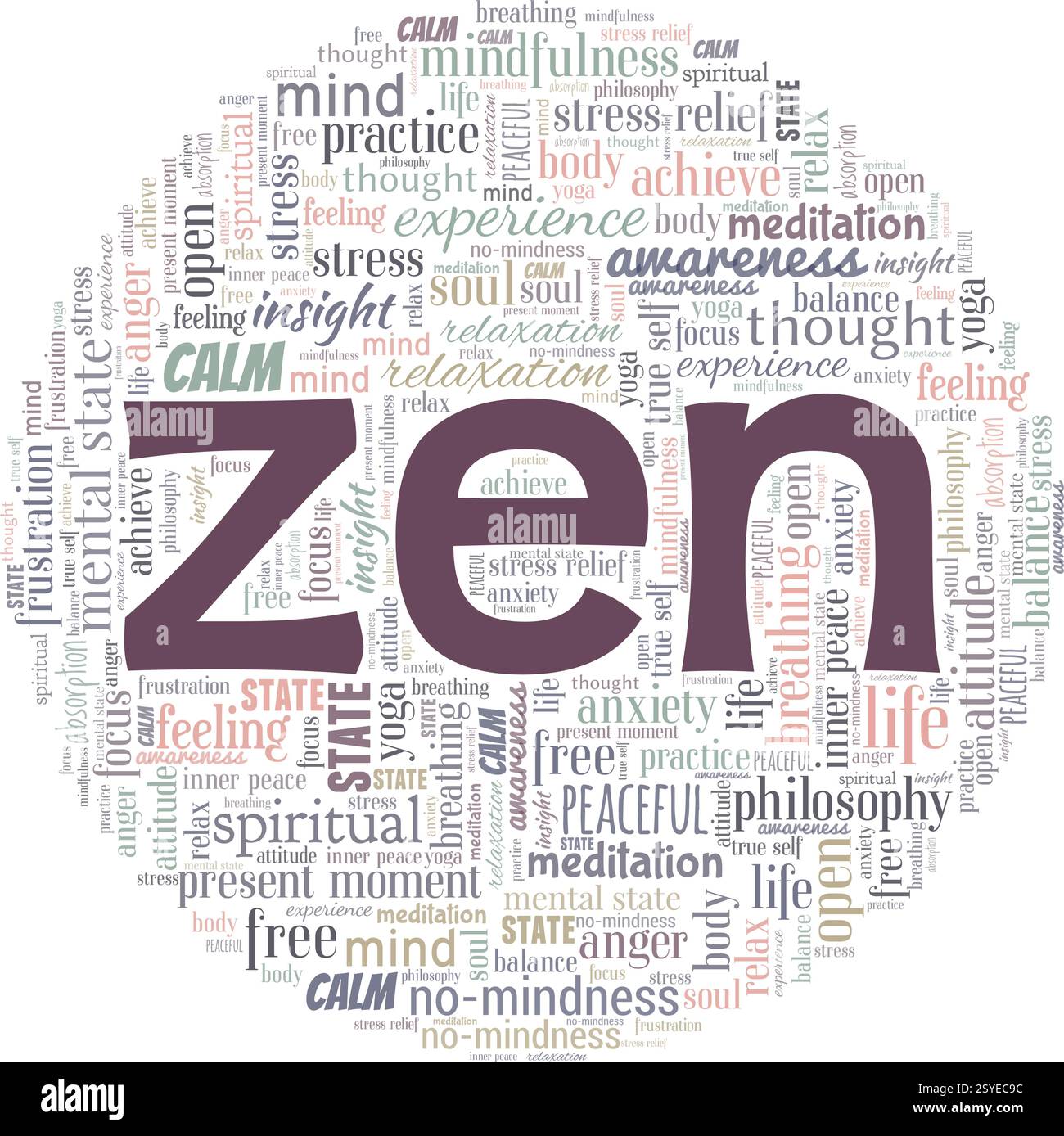 Zen vector illustration word cloud isolated on a white background Stock Vector Image & Art - Alamy