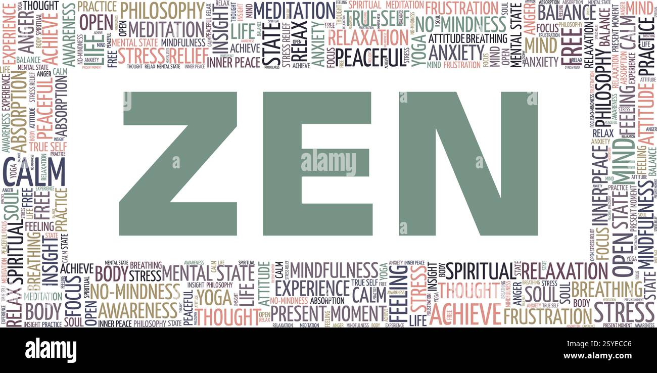 Zen vector illustration word cloud isolated on a white background Stock Vector Image & Art - Alamy