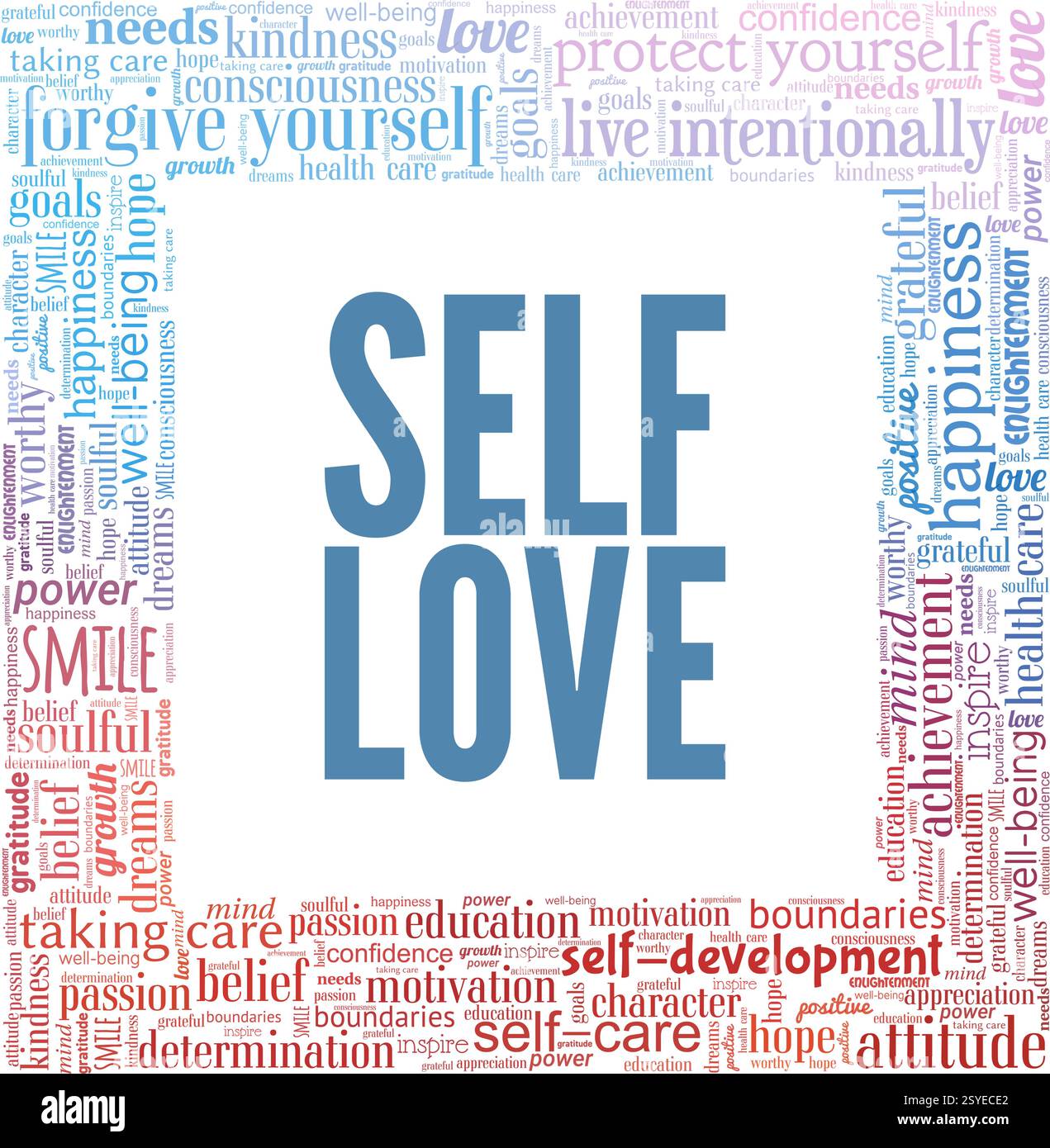 Self-love vector illustration word cloud isolated on a white background ...