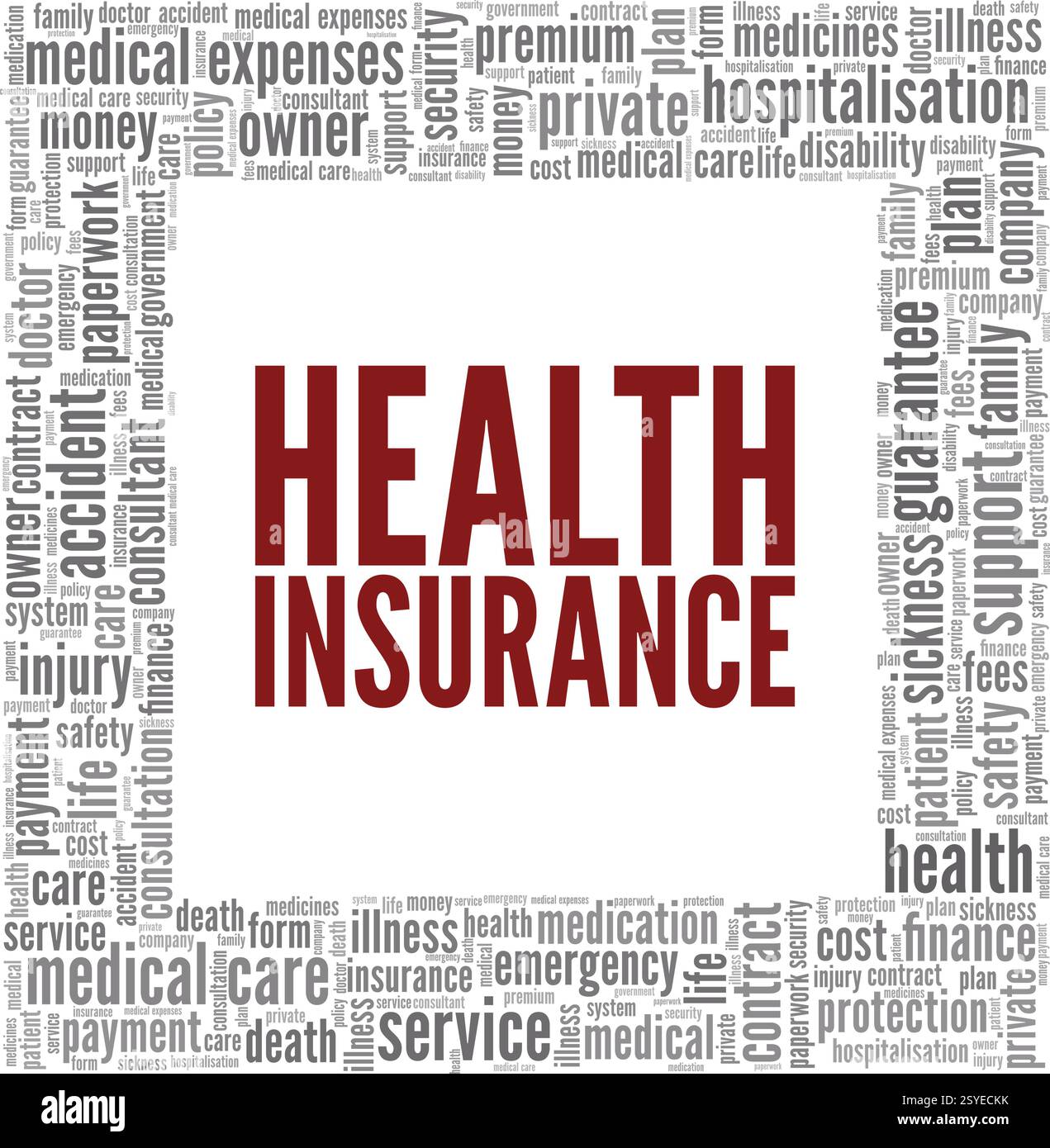 Health Insurance vector illustration word cloud isolated on a white ...