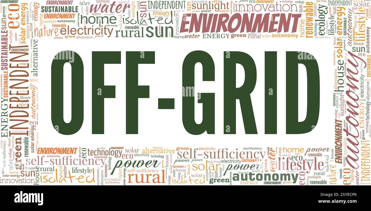 Off-grid vector illustration word cloud isolated on a white background ...