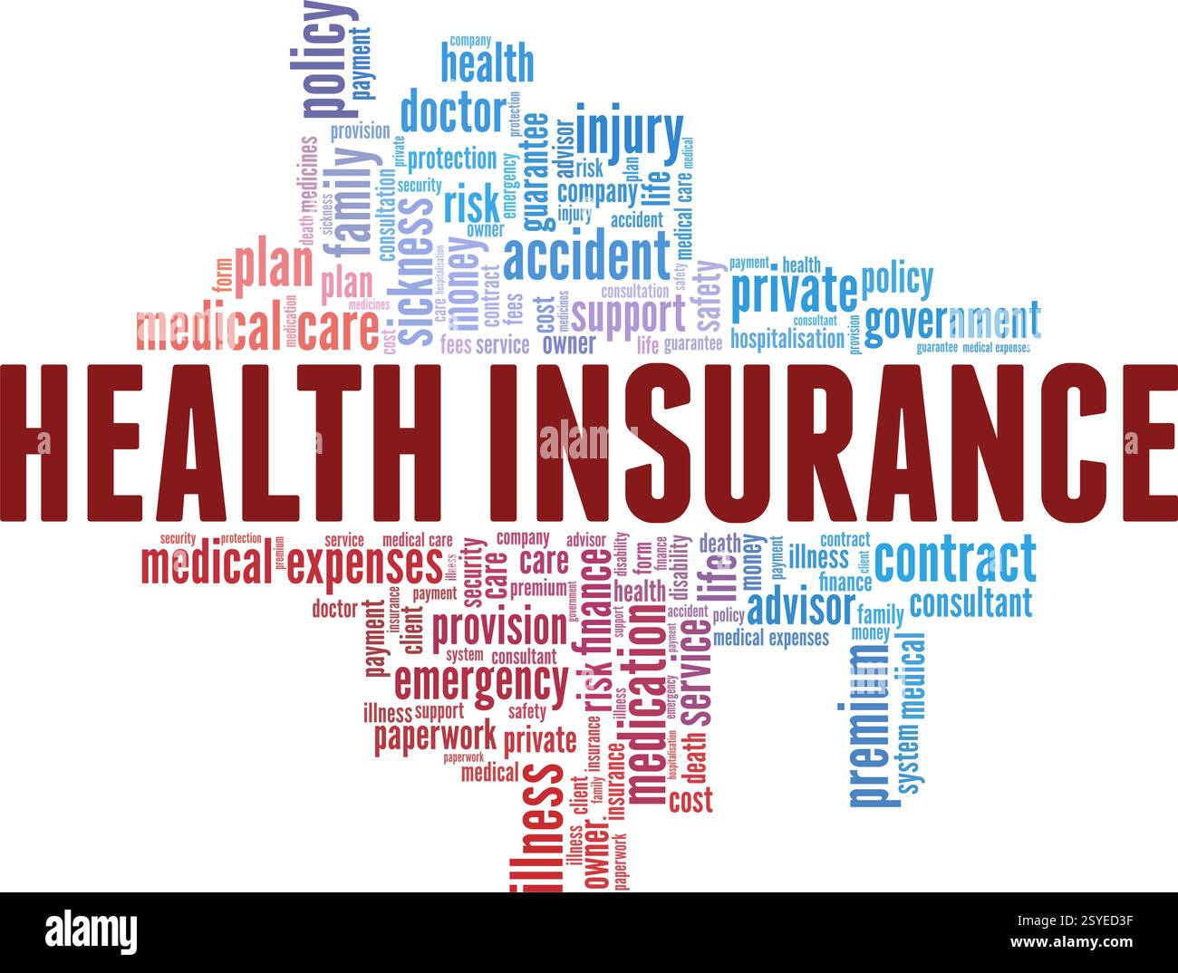 Health Insurance vector illustration word cloud isolated on a white ...