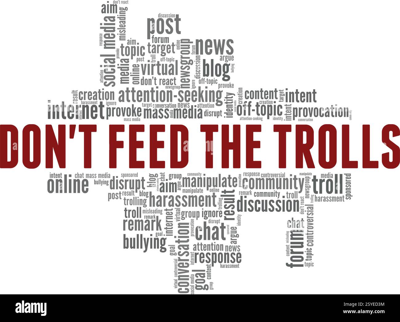 Don't Feed the Trolls vector illustration word cloud isolated on a ...