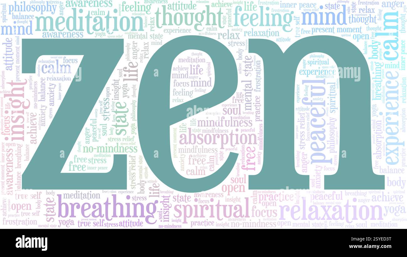 Zen vector illustration word cloud isolated on a white background Stock Vector Image & Art - Alamy