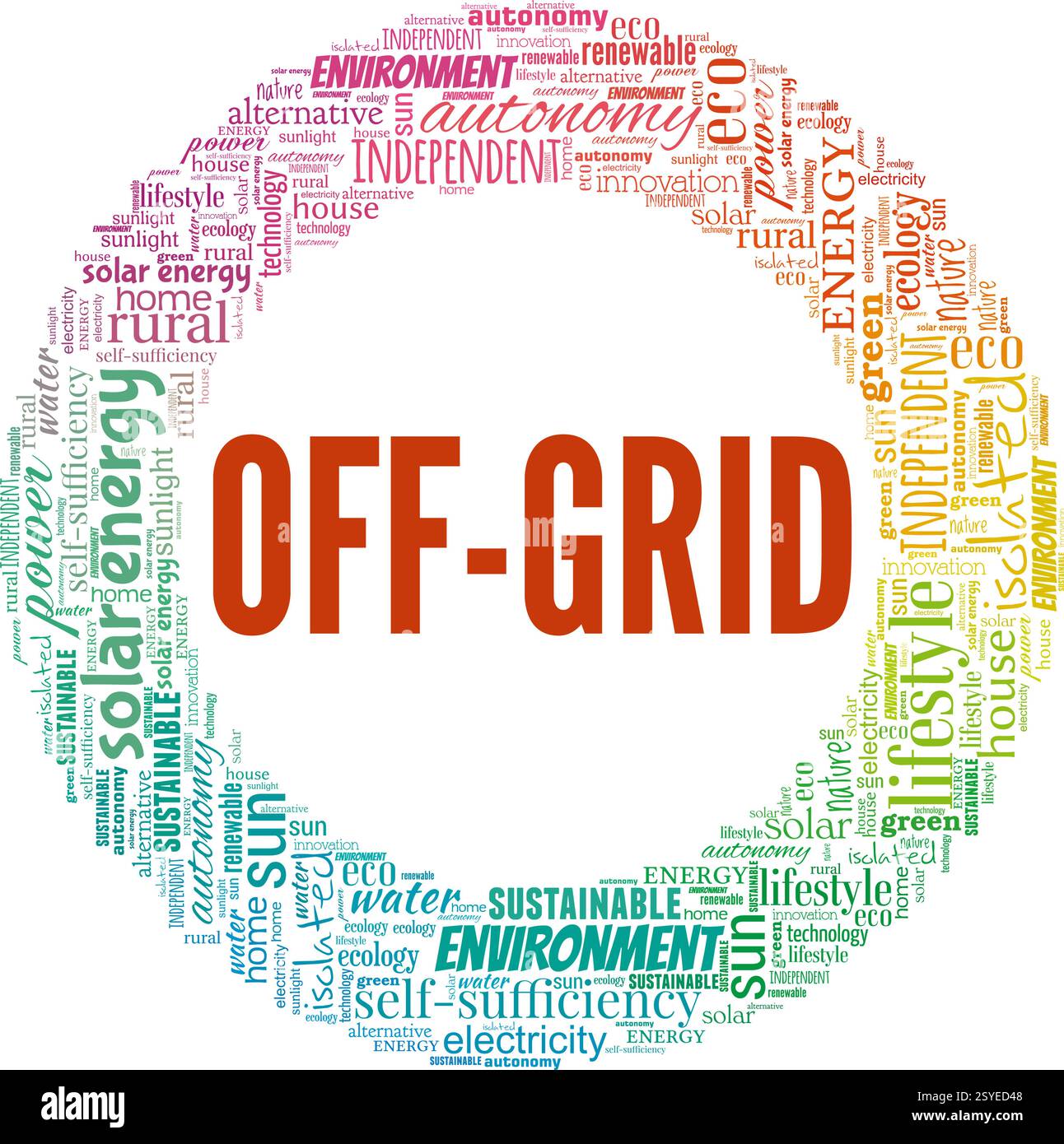 Off-grid vector illustration word cloud isolated on a white background ...