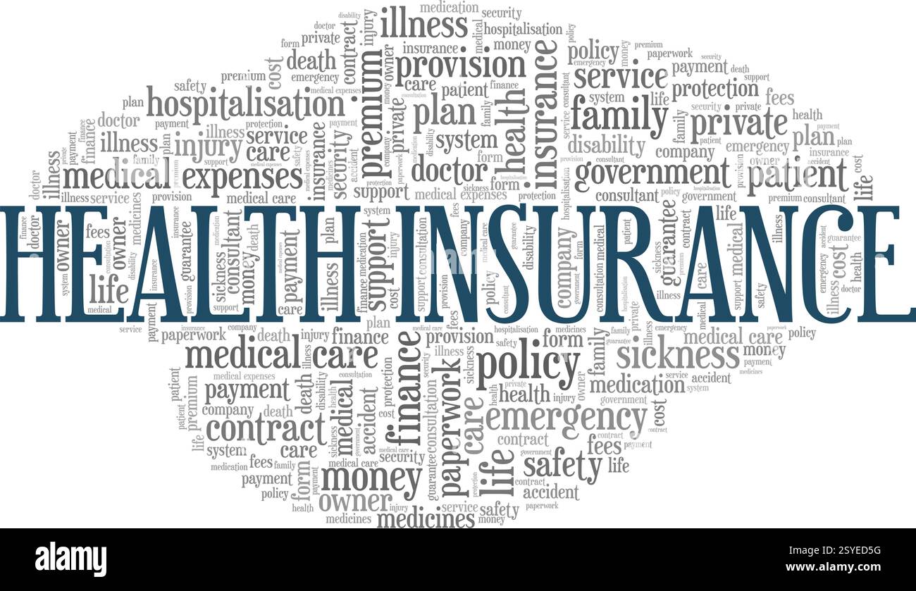 Health Insurance vector illustration word cloud isolated on a white ...