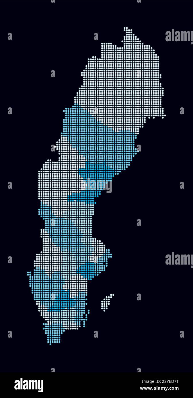 Sweden dotted map. Digital style map of the country on dark background ...