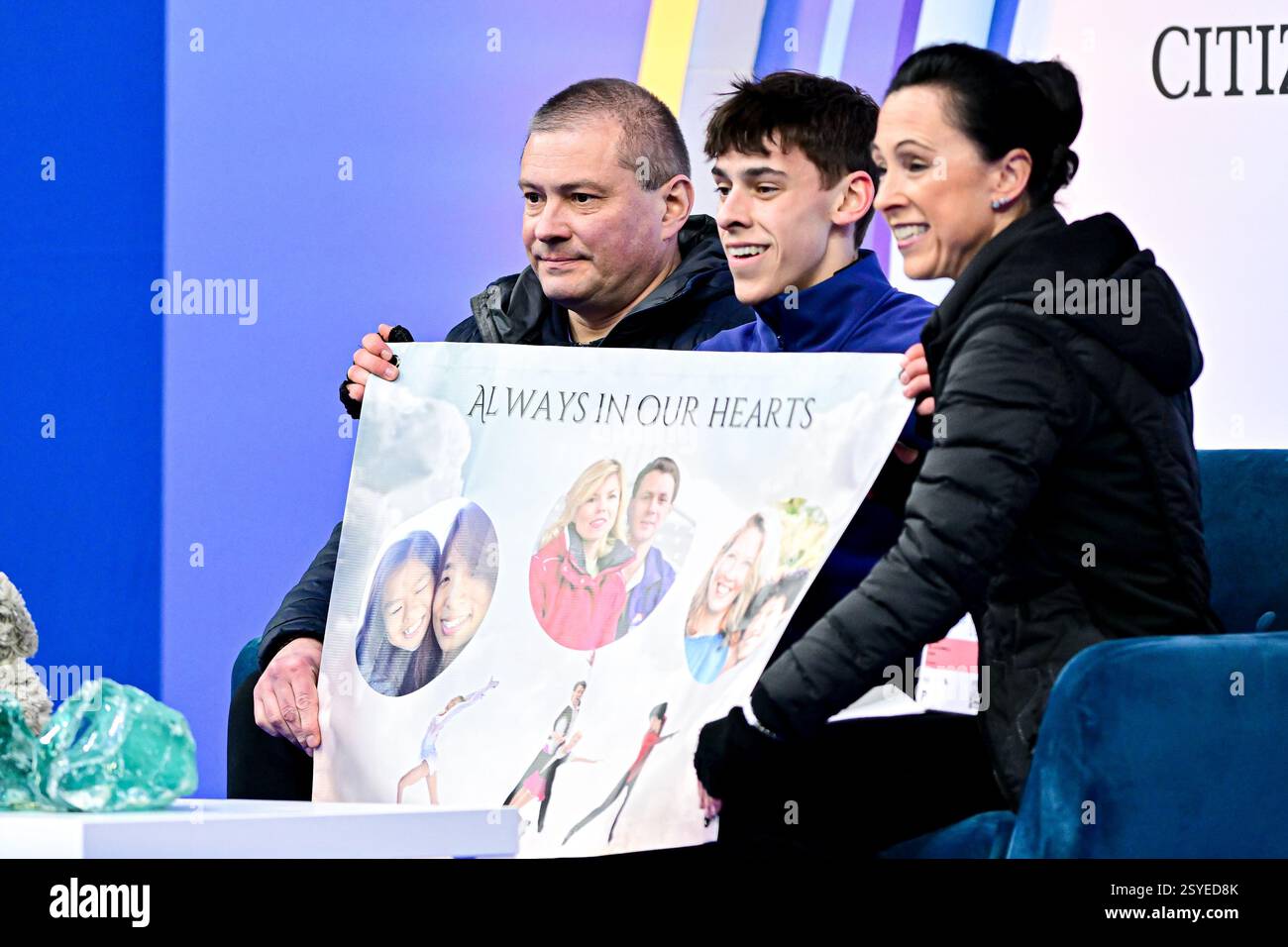 Patrick BLACKWELL (USA), at Kiss & Cry, during Junior Men Free Skating ...