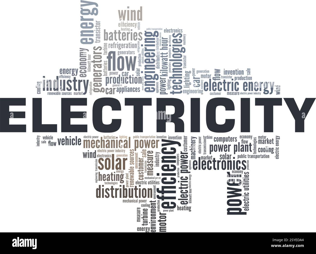 Electricity vector illustration word cloud isolated on a white ...