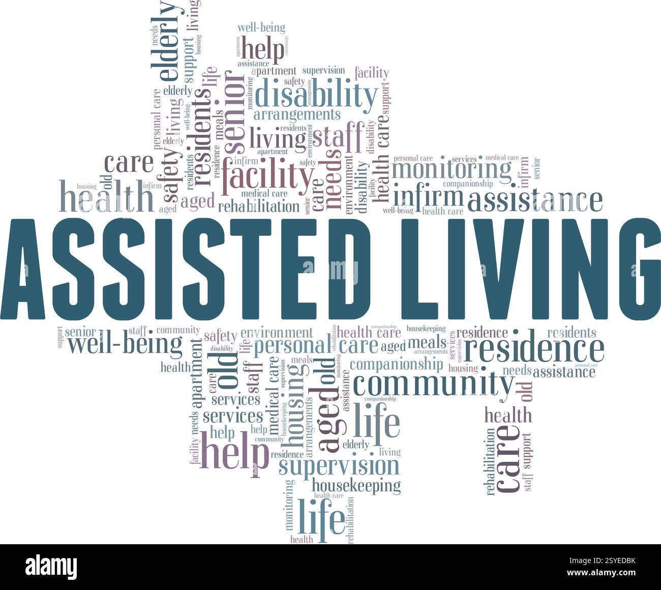 Assisted Living vector illustration word cloud isolated on a white ...