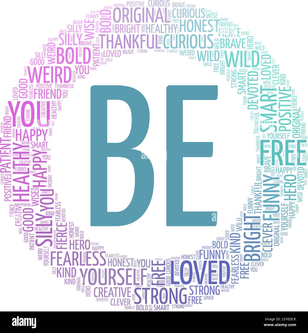 Be Yourself vector illustration word cloud isolated on a white ...