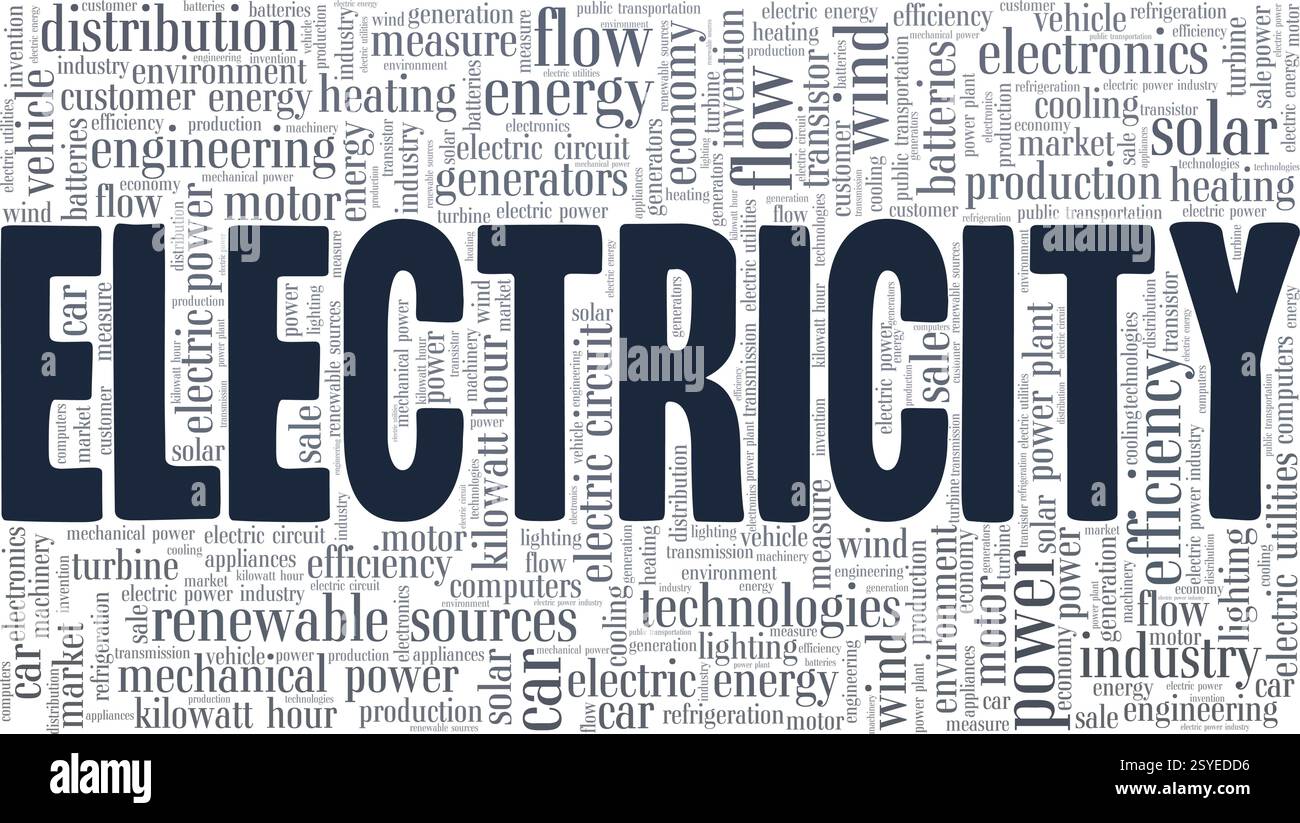 Electricity vector illustration word cloud isolated on a white ...