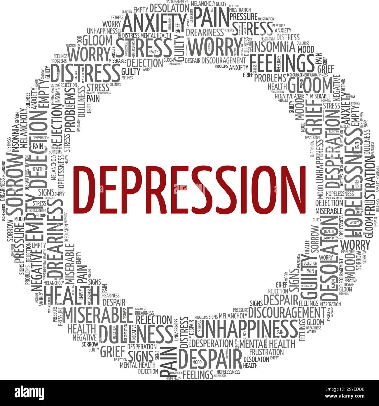 Depression vector illustration word cloud isolated on a white ...
