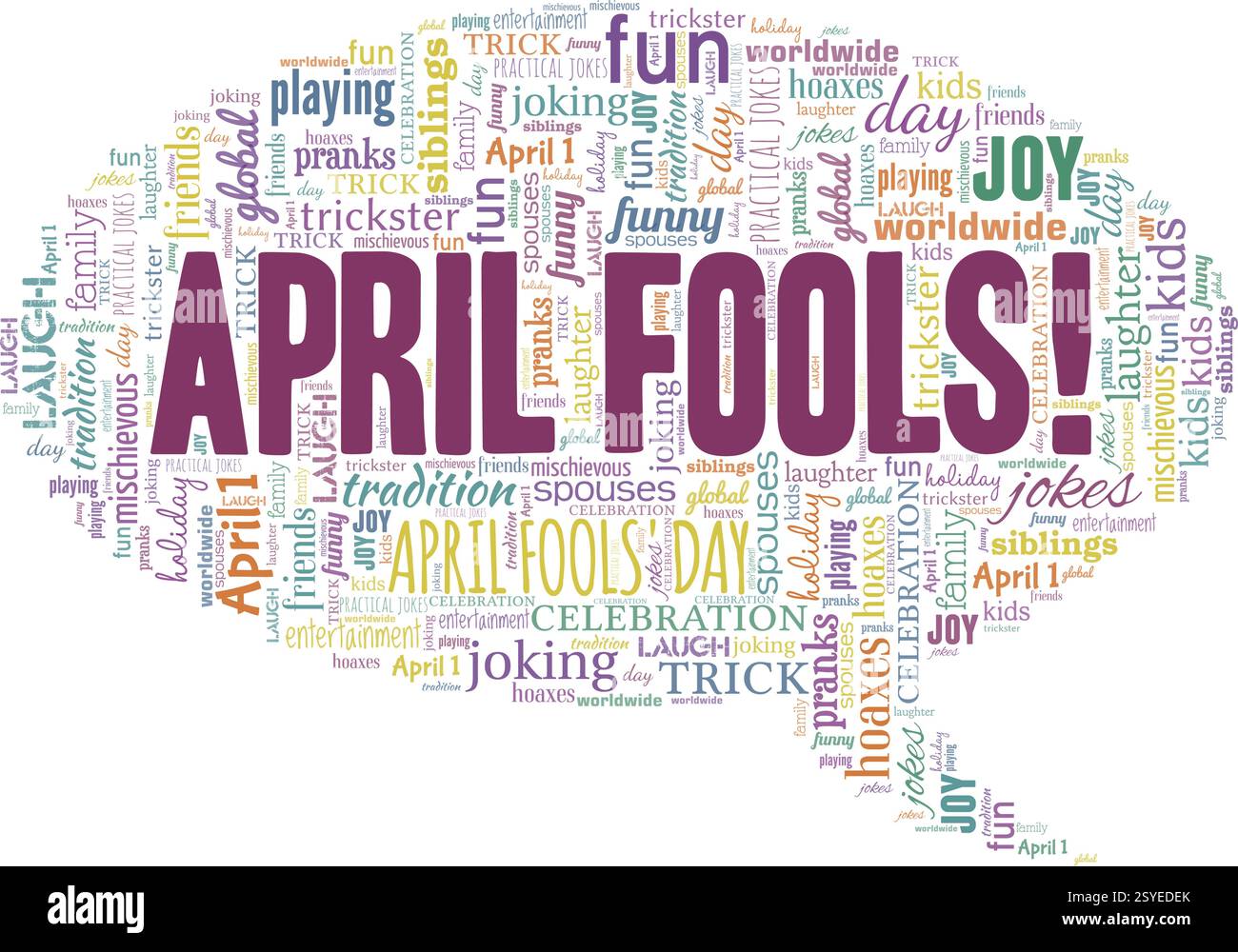 April Fools' Day vector illustration word cloud isolated on a white ...