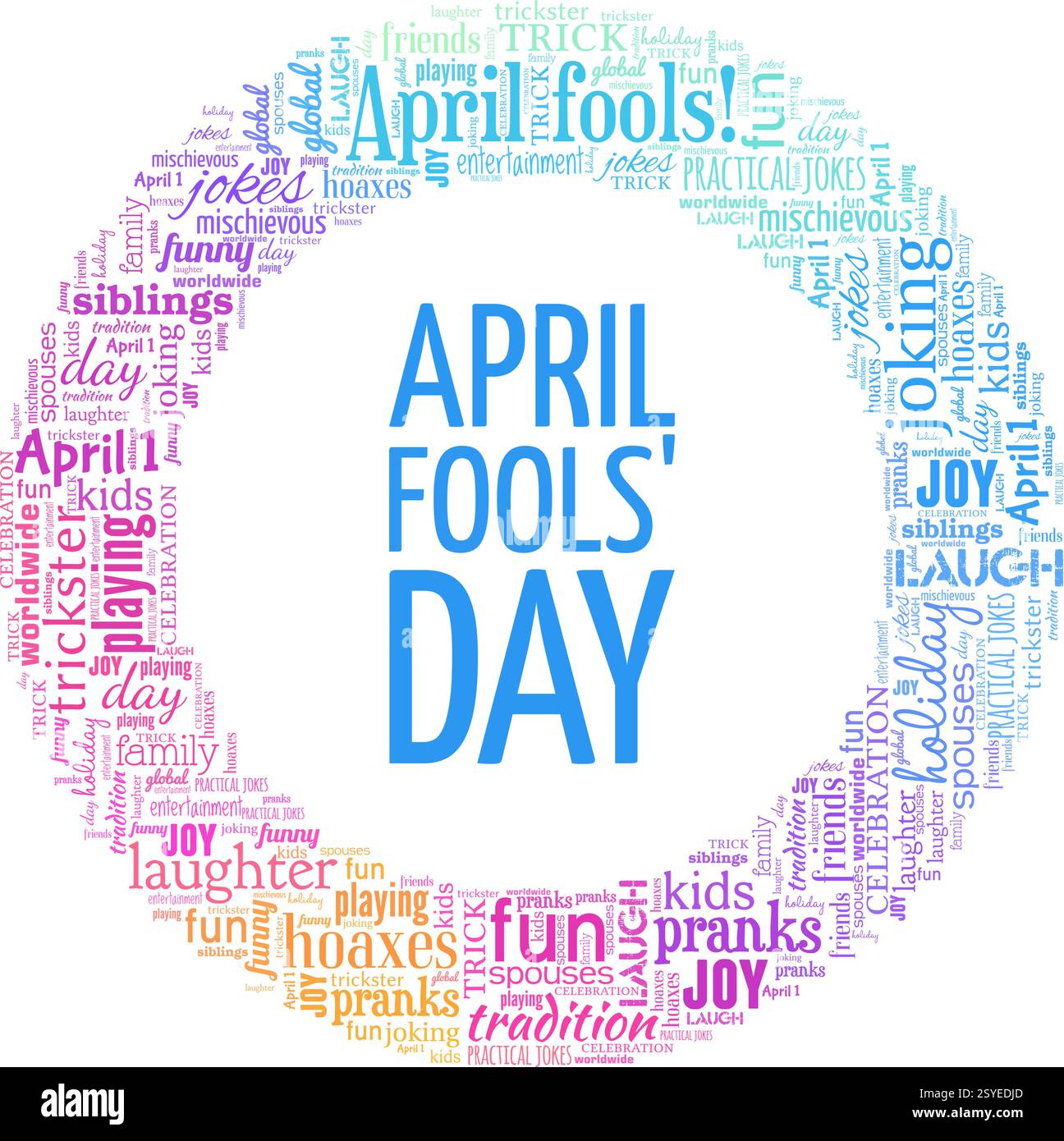 April Fools' Day vector illustration word cloud isolated on a white ...