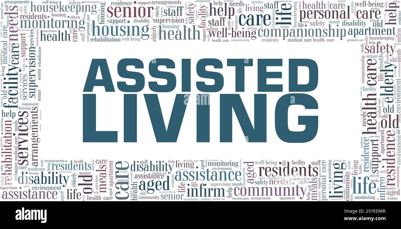 Assisted Living vector illustration word cloud isolated on a white ...