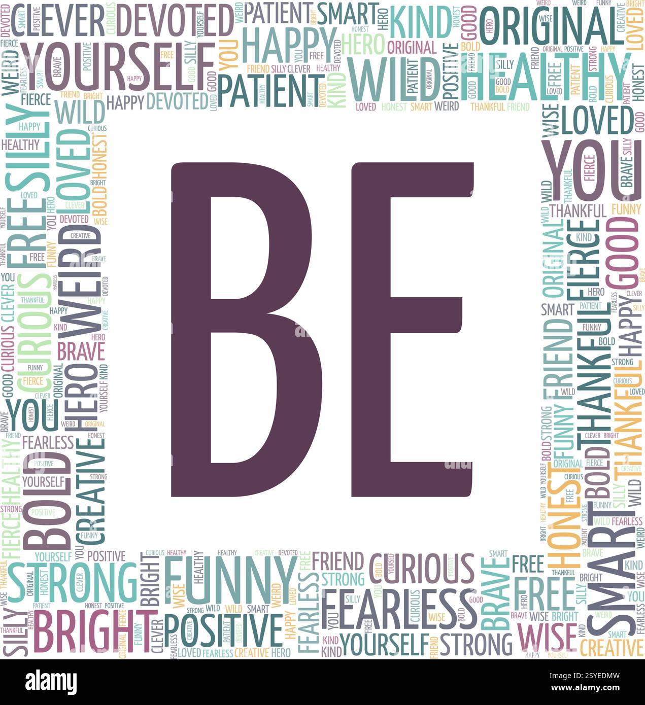 Be Yourself vector illustration word cloud isolated on a white ...