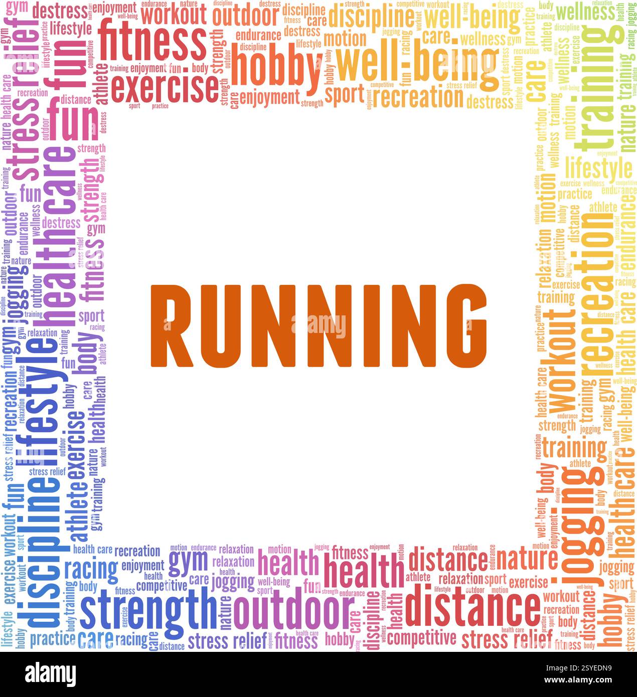 Running vector illustration word cloud isolated on a white background ...