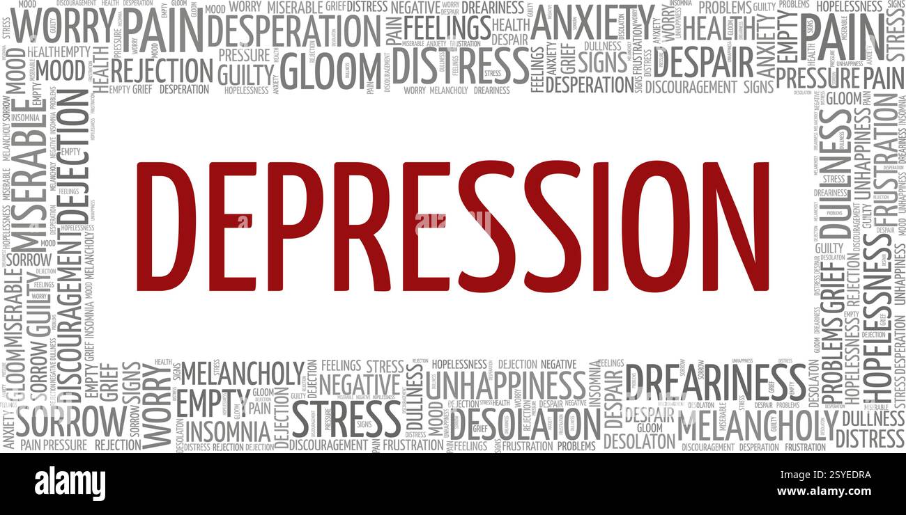 Depression vector illustration word cloud isolated on a white ...
