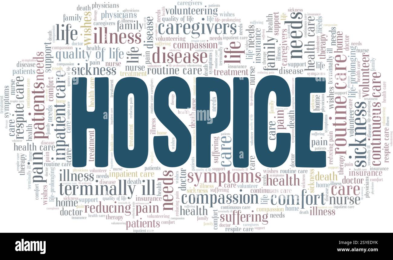Hospice vector illustration word cloud isolated on a white background ...
